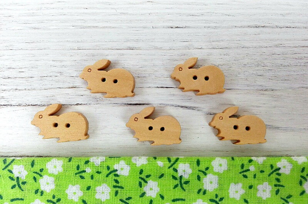Bunny Buttons, Wooden Buttons, Rabbit Buttons, Natural Wood Buttons ...