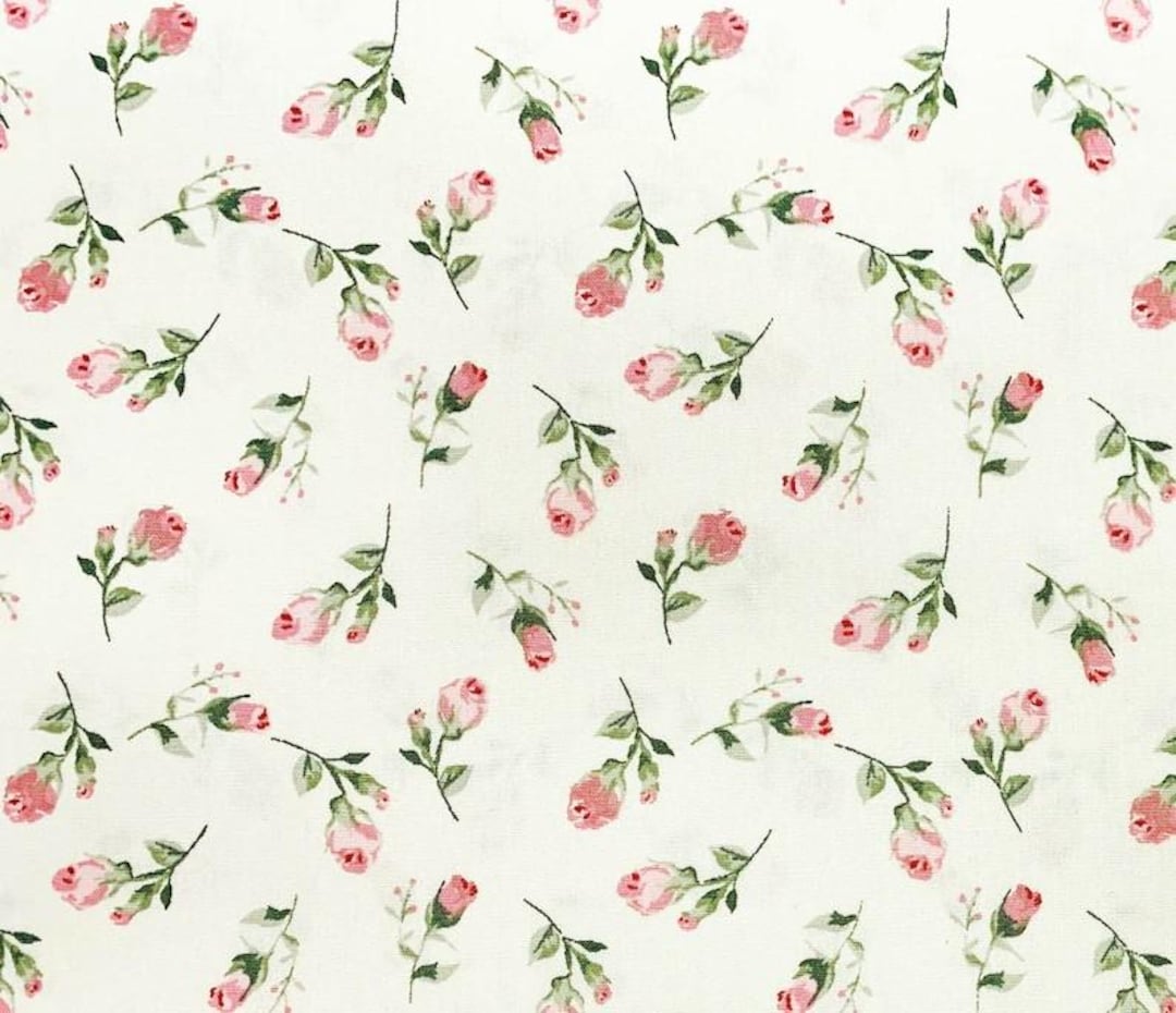 Rose Bud Fabric, 100% Cotton Poplin, Small Flowers Floral Print on ...