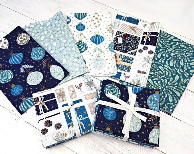 Christmas Fat Quarter Bundle, 100% Cotton, Quilting Fabric, Festive Fat ...