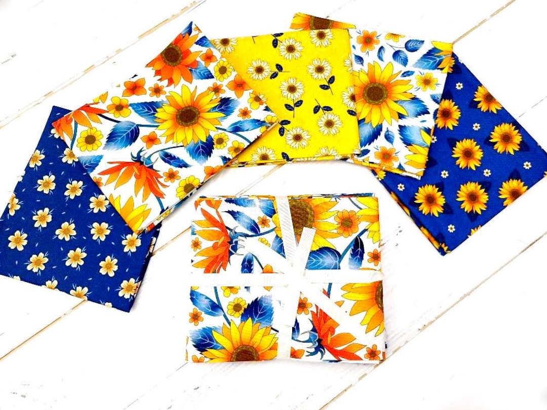 Sunflowers Fat Quarter Bundle, 100% Cotton, Quilting Sewing Craft ...