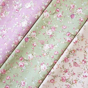 Vintage Rose Fabric, 100% Cotton Poplin, Small Flowers Pink Roses ...