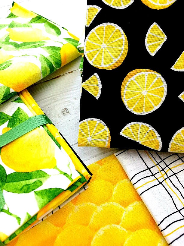 Fat Quarter Bundle Lemon Fabric Cotton Fabric Bundle | Etsy