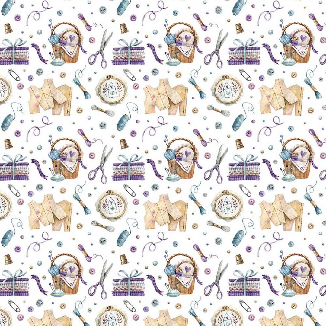 Sewing Theme Fabric, 100% Cotton, Quilting Fabric, Delightful Sewing ...