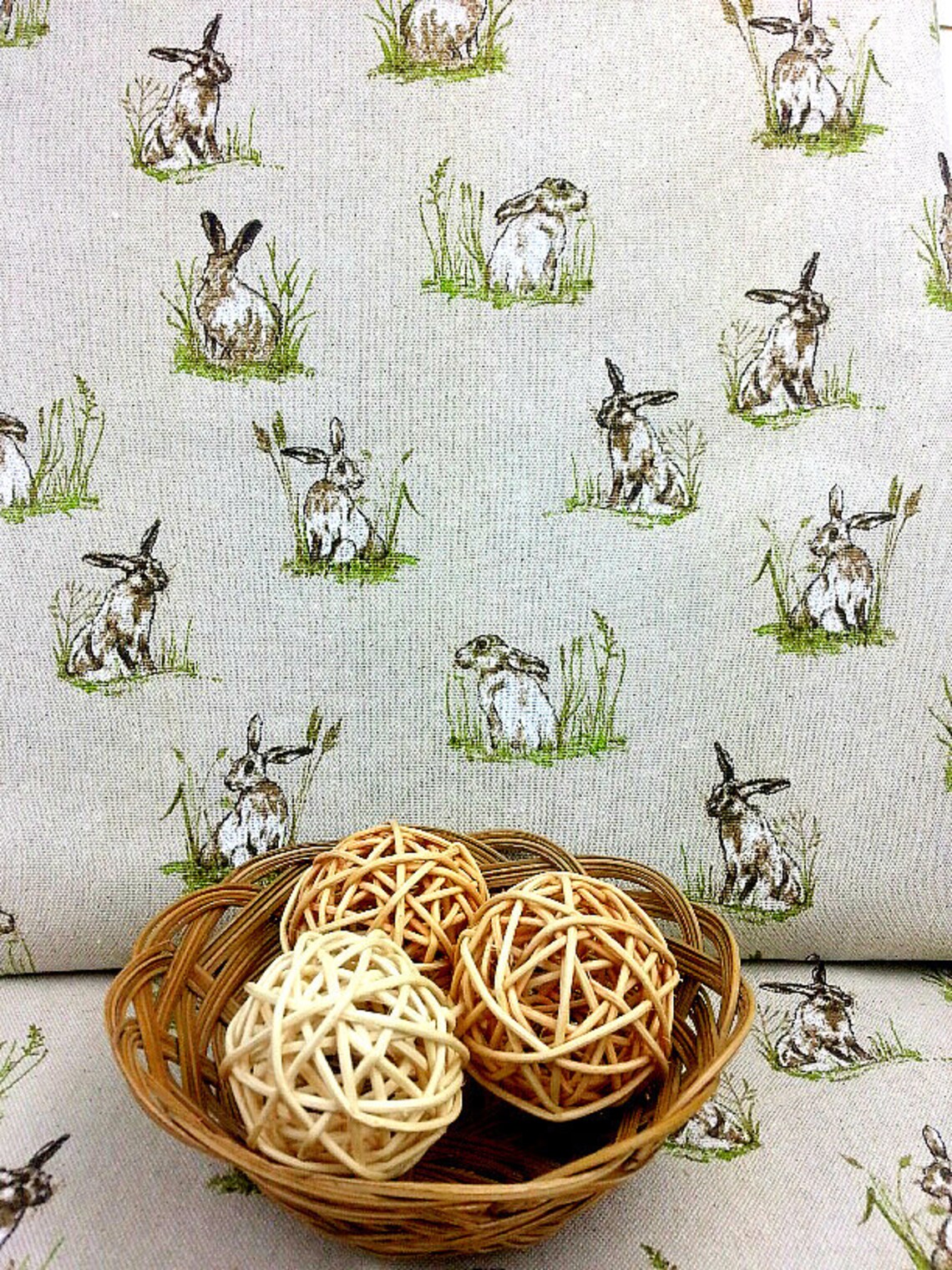 Rabbit Fabric Cotton Fabric Hare Fabric Print Animal | Etsy