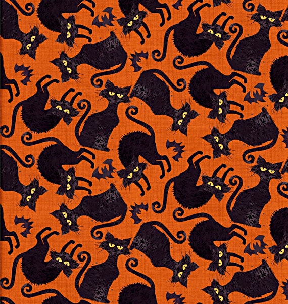 Halloween Black Cats Fabric 100% Cotton Quilt Material - Etsy