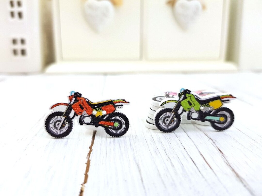 Motorcycle Buttons, Wooden Buttons, Motorbike Shaped Buttons, Transport ...
