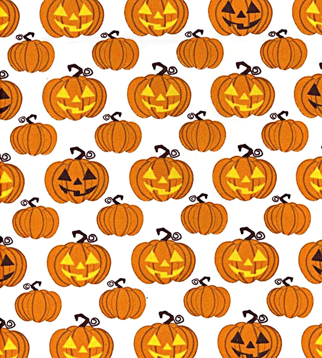 Halloween Fabric, Pumpkin Fabric, Polycotton Fabric, Spooky Fabric ...