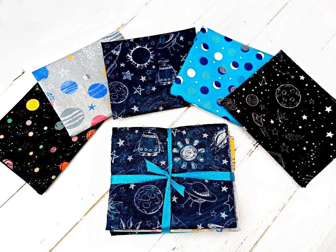 Space Fat Quarter Bundle, 100% Cotton, Quilting Sewing Craft Fabric ...