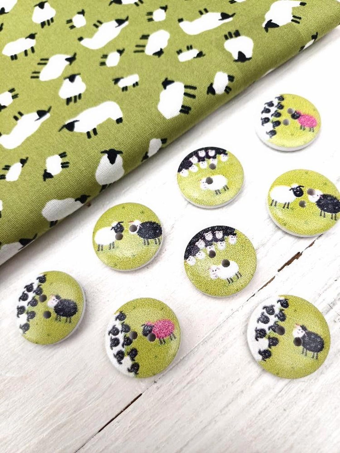 Sheep Wooden Buttons, Sewing Embellishments, Animal Buttons, Farmyard ...