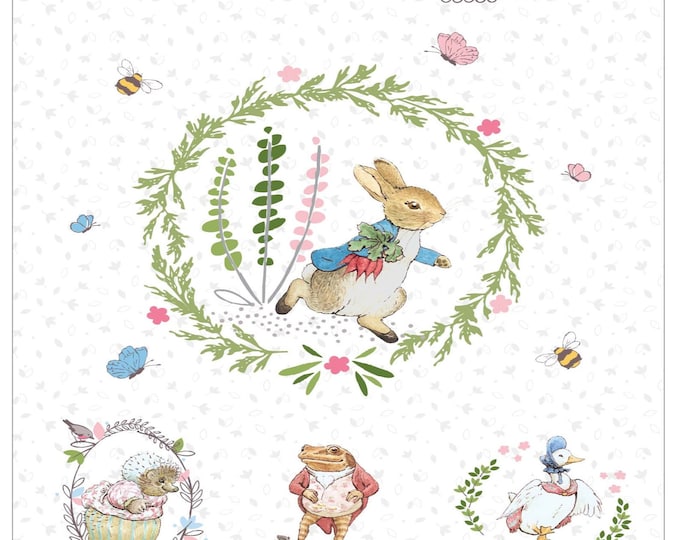 Peter Rabbit Quilt Panel, Cotton Fabric, Peter Rabbit Fabric, Beatrix ...