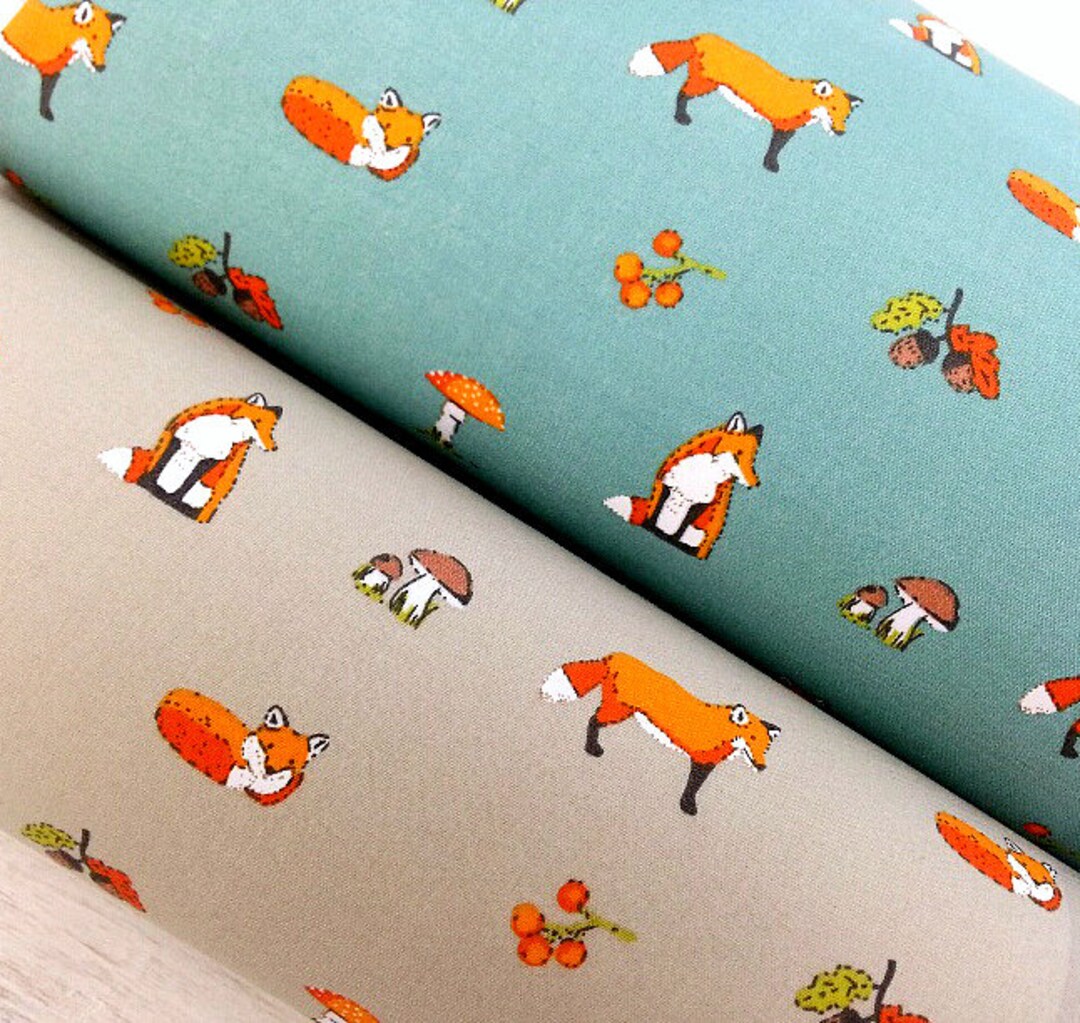 Fox Fabric, Animal Fabric, Poly Cotton Fabric, Woodland Fabric, Fox ...