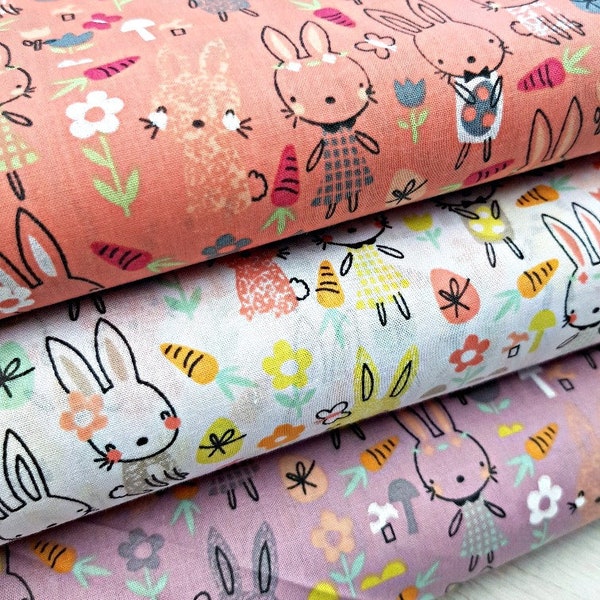 Bunny Print Fabric - Etsy UK