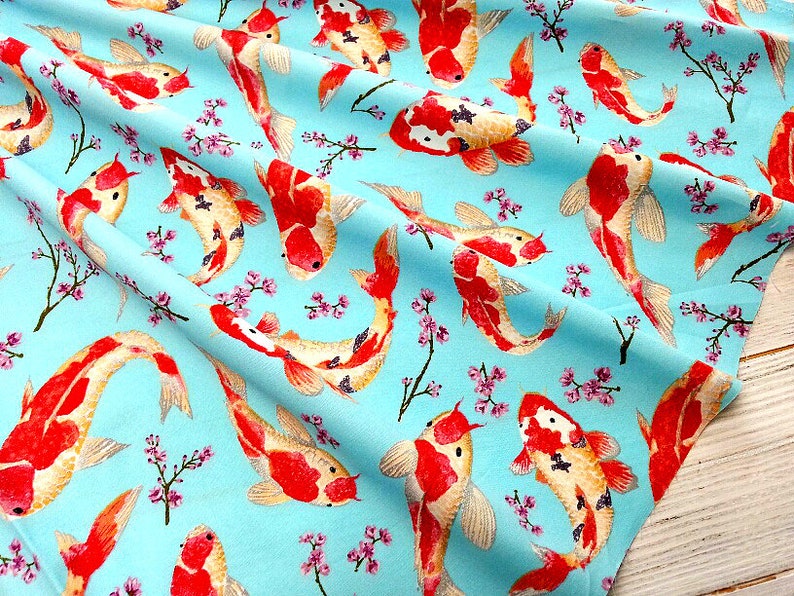 Fish Fabric Cotton Fabric Fish Print Cotton Animal Fabric | Etsy