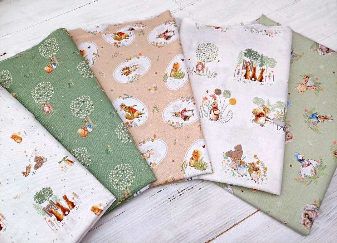 Peter Rabbit Fabric, 100% Organic Cotton, Beatrix Potter Quilt Sewing ...