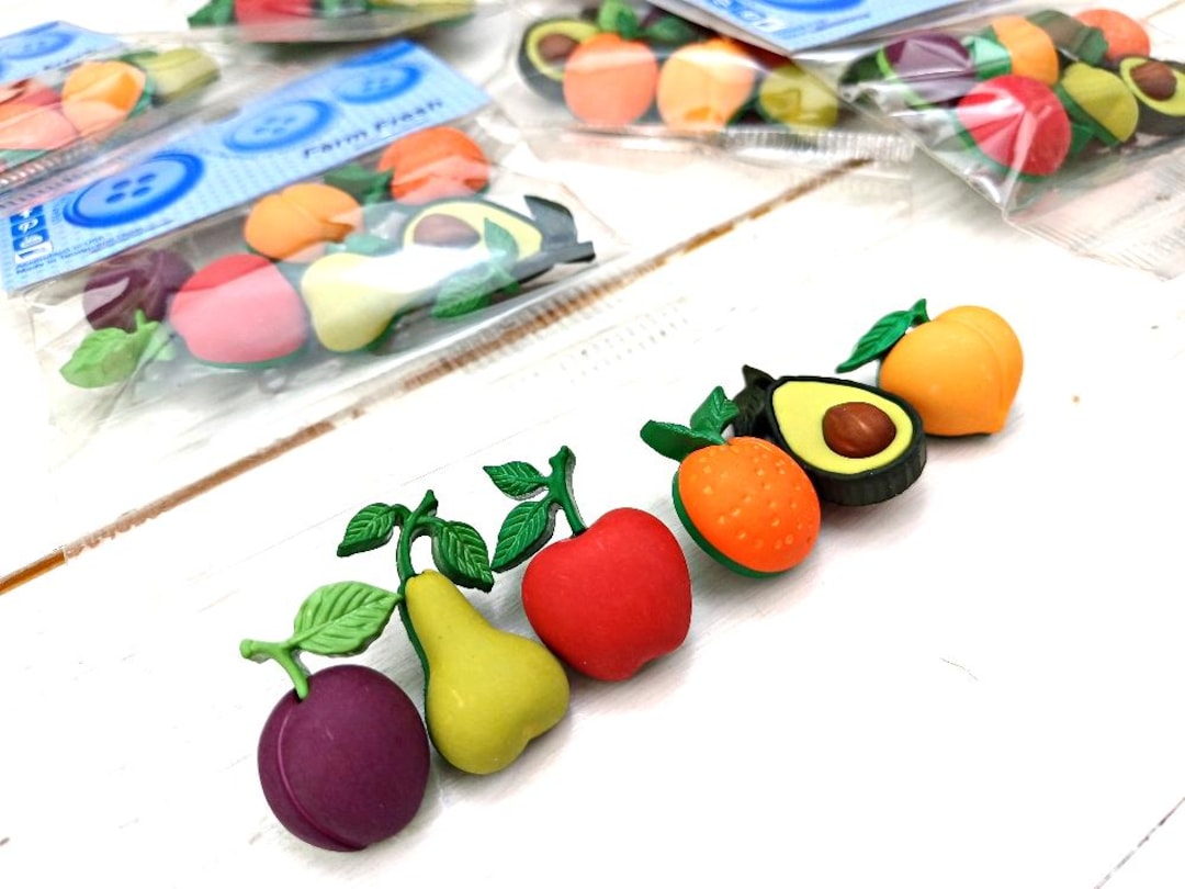Fruit Vegetable Buttons, Dress It up Buttons, Apple Pear Plum Orange ...