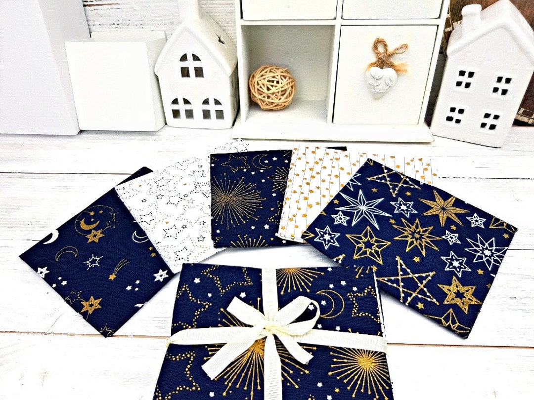 Starry Night Christmas Fat Quarter Bundle, 100% Cotton, Quilting Sewing ...