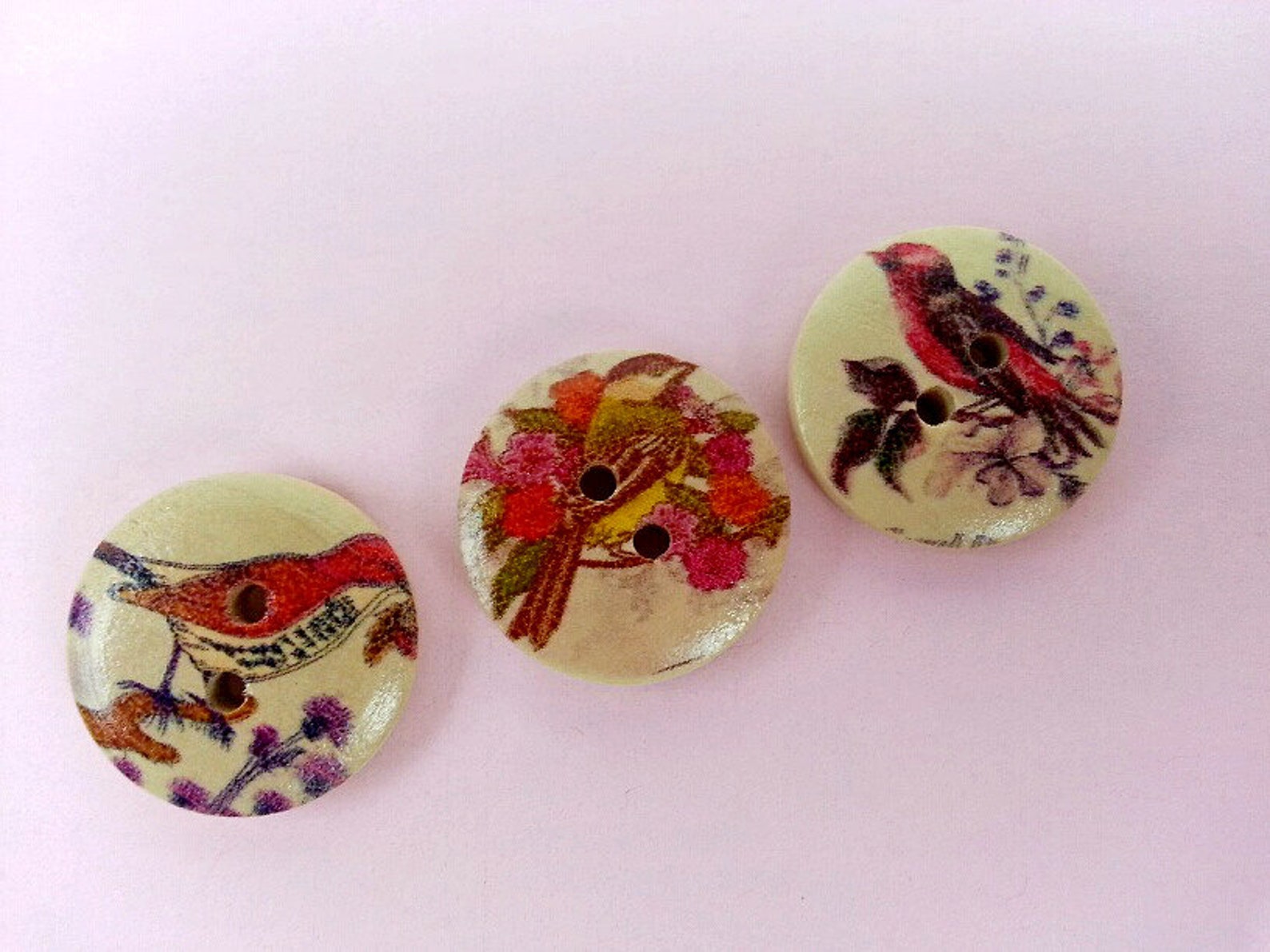 Bird Buttons, Wooden Buttons, Wooden Embellishments, Natural Wood ...