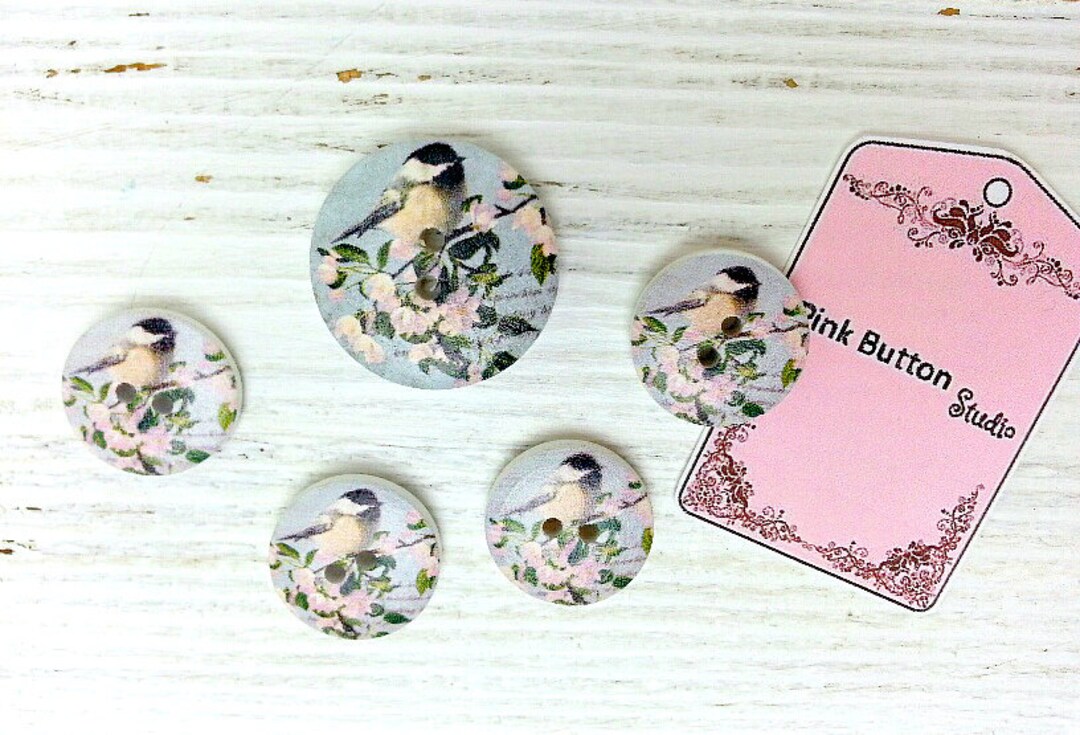 Birds Buttons, Wooden Buttons, Sewing Buttons, Craft Buttons Bird ...