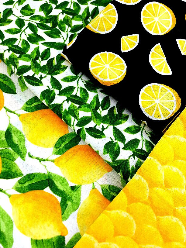 Fat Quarter Bundle Lemon Fabric Cotton Fabric Bundle | Etsy