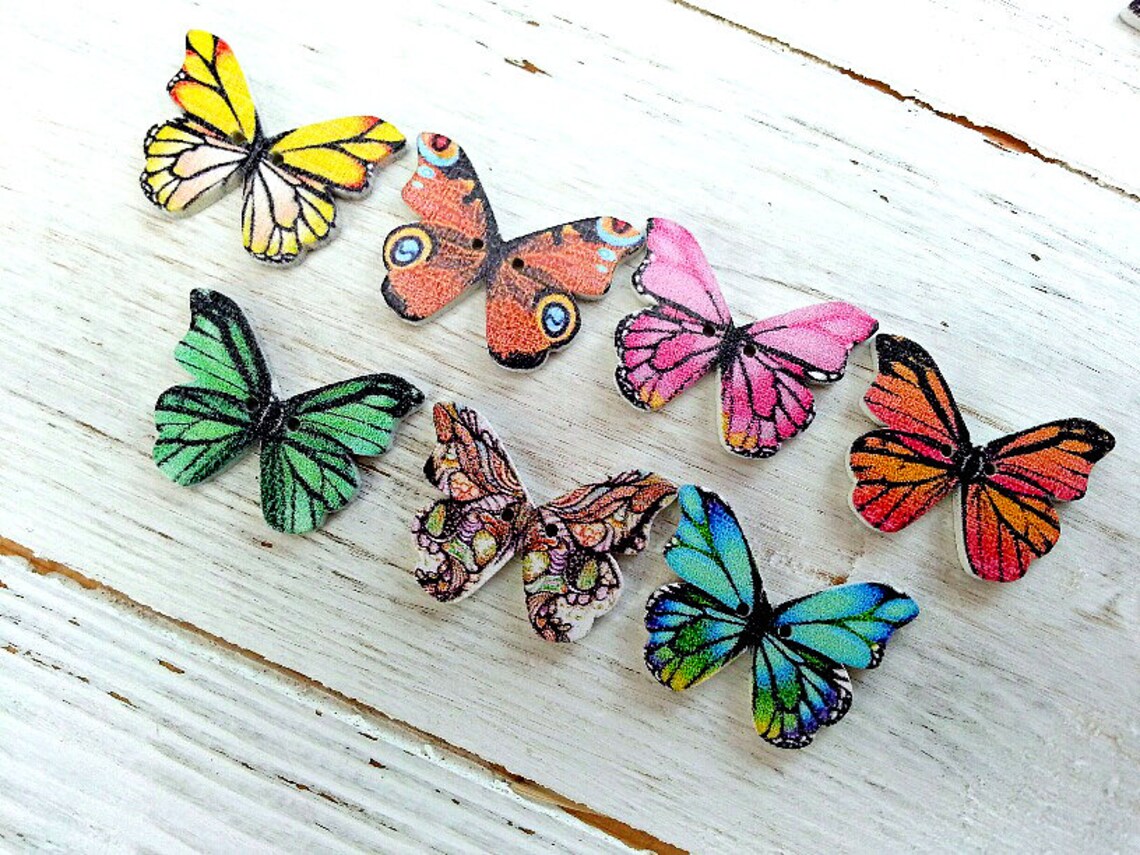 Butterfly Buttons Wooden Buttons Insect Buttons Butterfly | Etsy