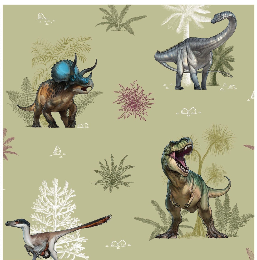 Dinosaur Fabric, 100 % Cotton, Sewing Fabric, Dinosaur Material ...