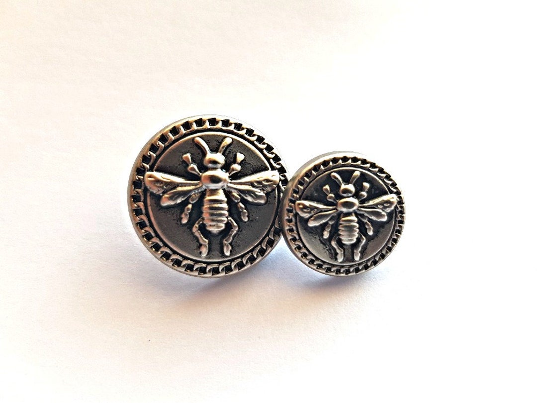Metal Bee Shank Buttons, Antique Silver Buttons, Jacket/coat/cardigan ...