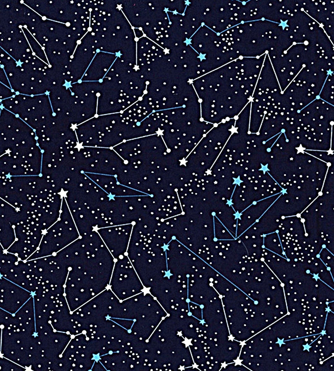 Space Cotton Poplin Fabric, Constellation Stars Material, Galaxy Zodiac ...