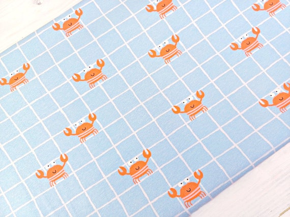 Cute Smiling Crab Jersey Fabric Nautical Stretch Knit Fabric 150 Cm Wide Sea Life T shirt Material Kids Baby Nursery Fabric by Half Metre Etsy Ireland
