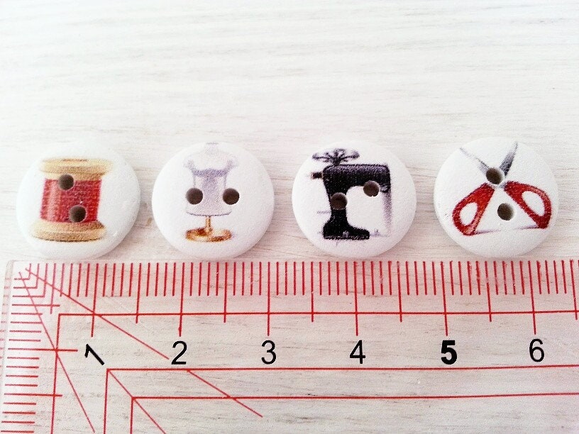 Wooden Buttons Sewing Notions Buttons Sewing Themed Two Hole | Etsy