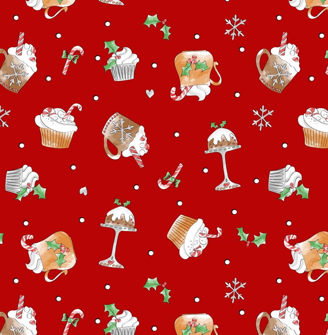 Gingerbread Christmas Pudding Fabric, 100% Cotton, Quilting Fabric ...