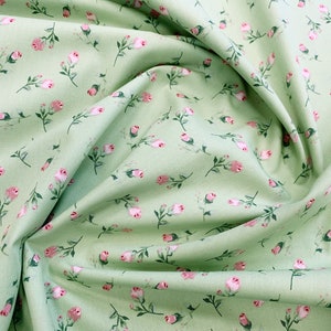 Rose Bud Fabric, 100% Cotton Poplin, Small Flowers Floral Print on ...