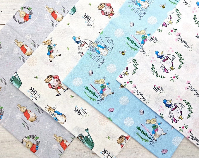 Peter Rabbit Fat Quarter Bundle, 100% Cotton, Beatrix Potter Fabric ...