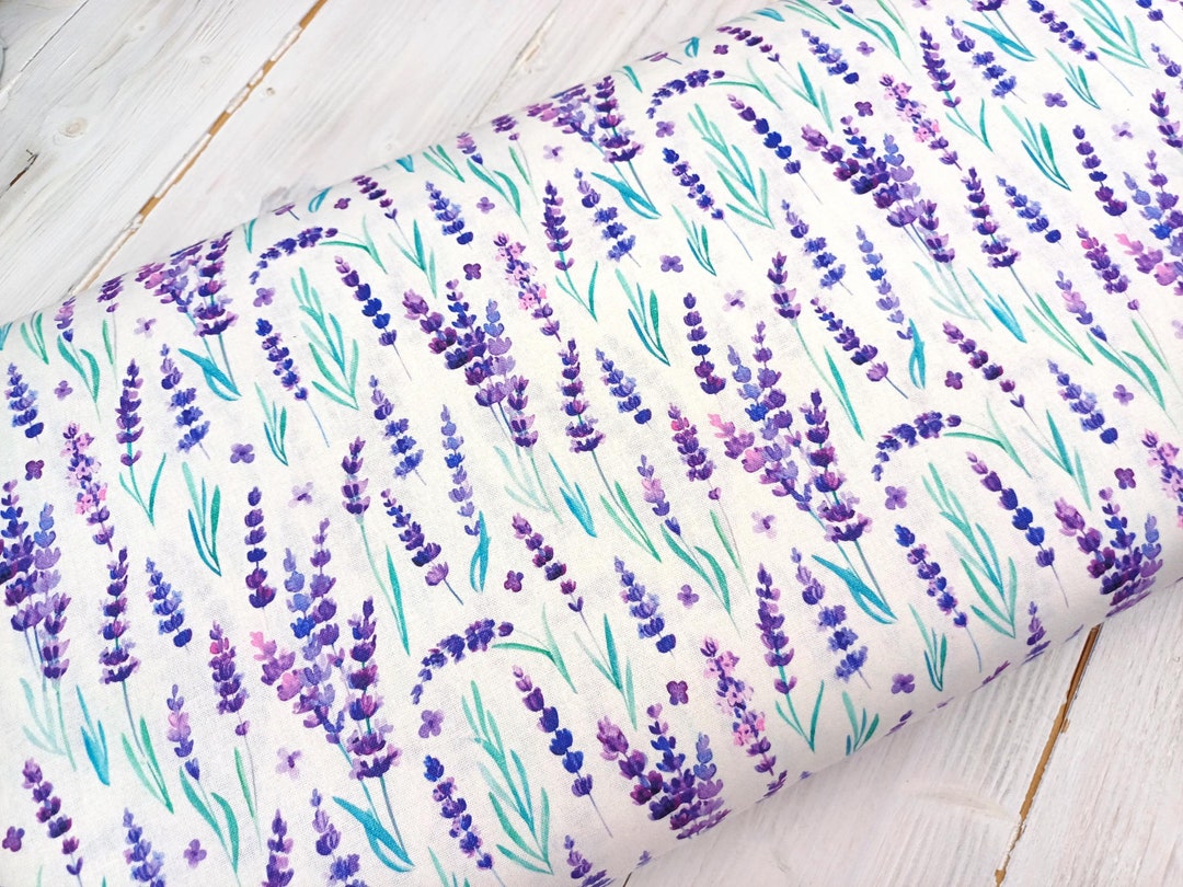 Lavender Fabric, 100% Cotton, Floral Meadow Flowers Print, Quilting ...