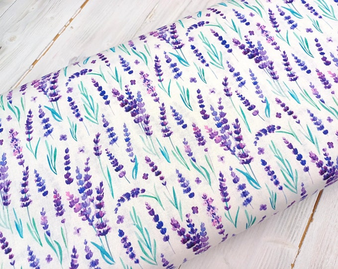 Lavender Fabric Lavender Pattern by Olgersart White Purple Lilac Floral ...