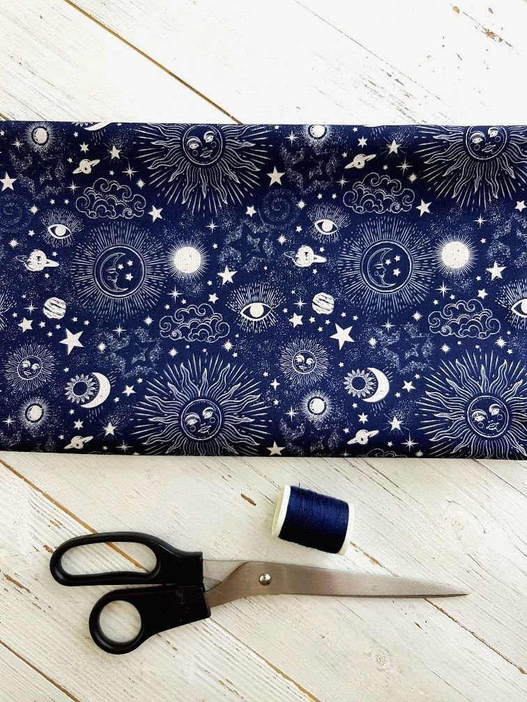 Space Fabric 100% Cotton Amazing Stars Planets Print | Etsy
