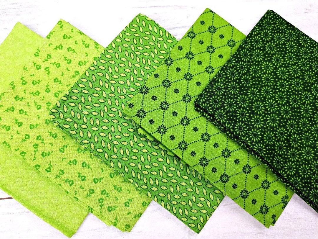 Green Fat Quarter Bundle, 100% Cotton, Quilting Sewing Craft Fabric, Floral Green Cotton Fat ...