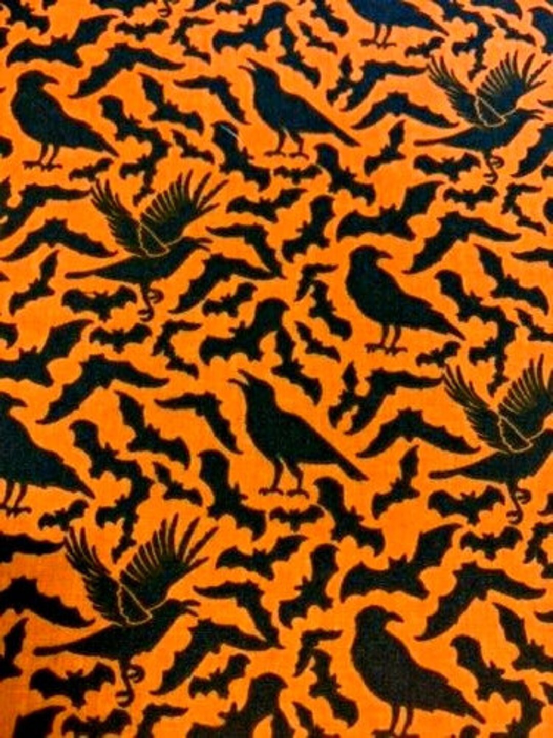 Halloween Fabric, Polycotton Fabric, Crows and Bats Material, Sewing ...