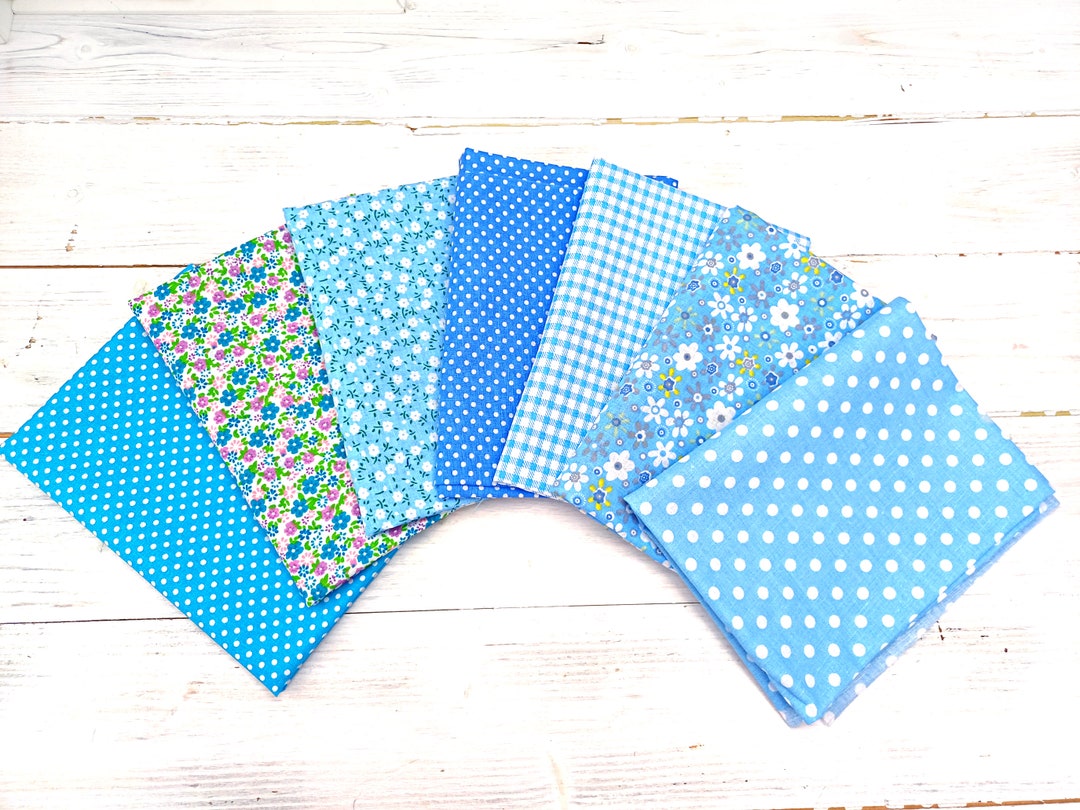Blue Fat Quarter Bundle, 100% Cotton, Quilting Sewing Craft Fabric ...