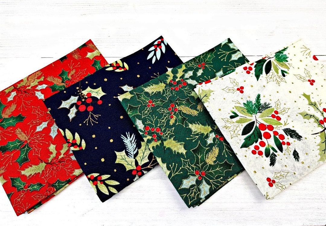 Christmas Fat Quarter Bundle, 100% Cotton, Quilt Fabric, Traditional ...