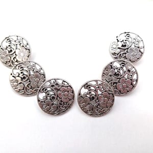 Metal Floral Shank Buttons, Antique Silver Buttons, Jacket/coat ...