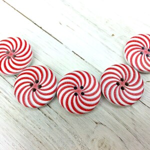 Christmas Buttons, Candy Cane Buttons, Wooden Buttons, 30 Mm Red and ...