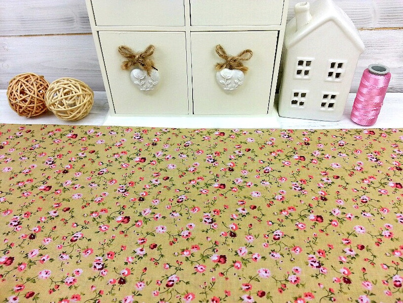 Cotton Fabric, Floral Fabric, Small Print Fabric, Poly Cotton Fabric ...