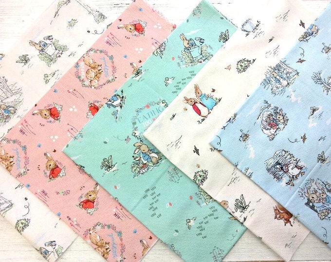 Peter Rabbit 5-pieces Fat Quarter Bundle, 100% Cotton, Beatrix Potter ...