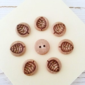 Leaf Buttons, Coconut Shell Buttons, Leaves Print Buttons, 11 Mm ...