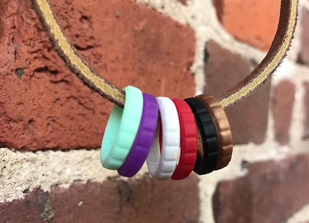 Silicone Wedding Ring for Women 6 Pack - Thin Stackable Block Rings - Etsy