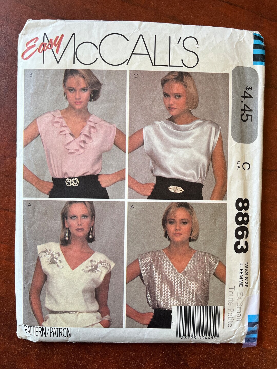 1983 Mccalls Pattern 8863. Sizes Extra Small 6-8, Bust 30 31.5 - Etsy