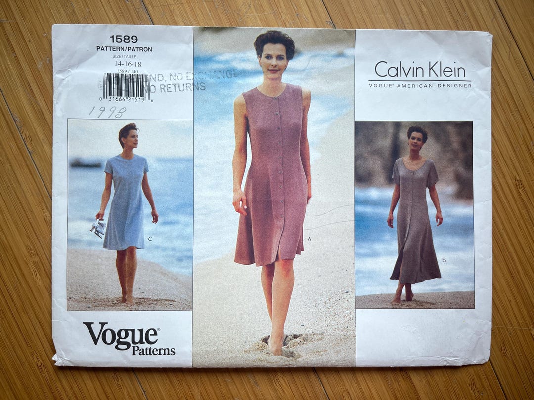 UNCUT 1995 Vogue Calvin Klein Pattern 1589. Size 14, 16, 18 - Etsy