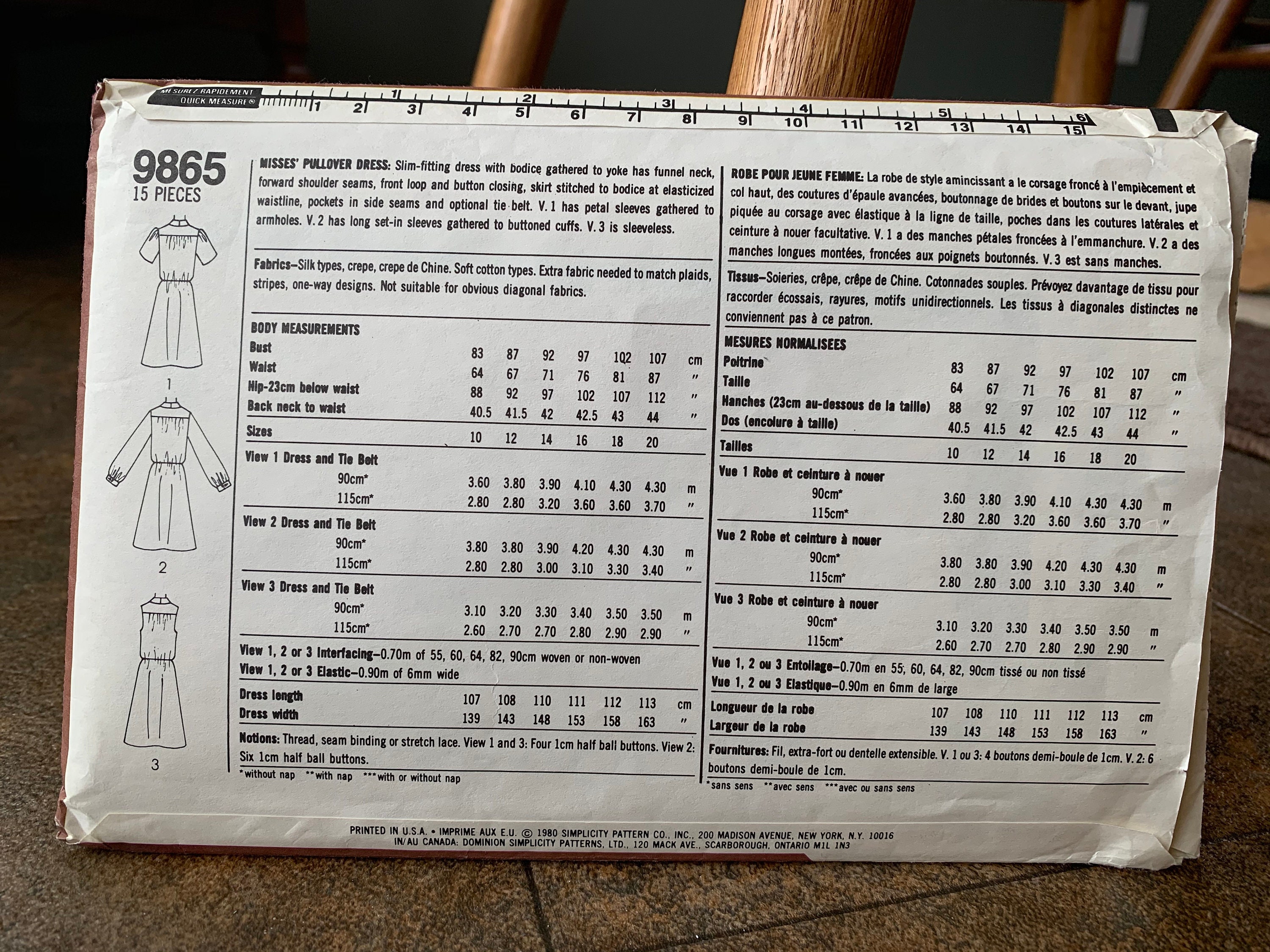 1980 Simplicity Pattern 9865. Size 10 - Etsy