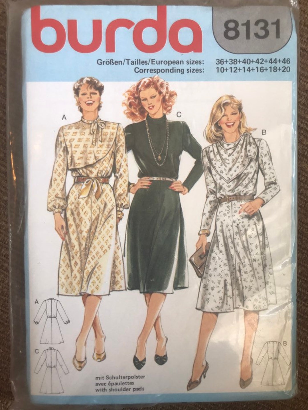 1980's UNCUT Burda 8131 Pattern. Sizes 10 12 14 16 18 - Etsy
