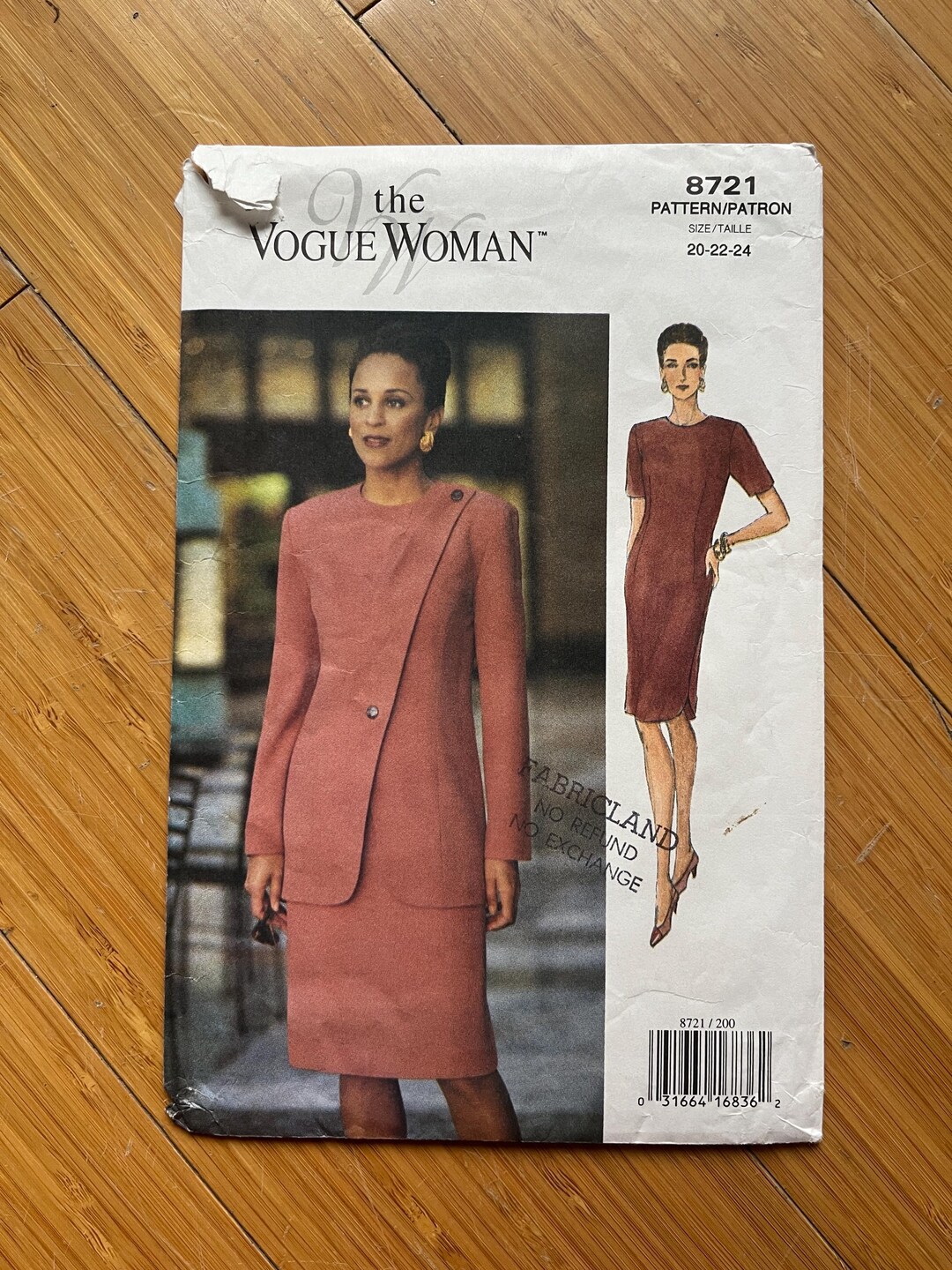 UNCUT 1993 Vogue Pattern 8721. Sizes 20, 22, 24 - Etsy